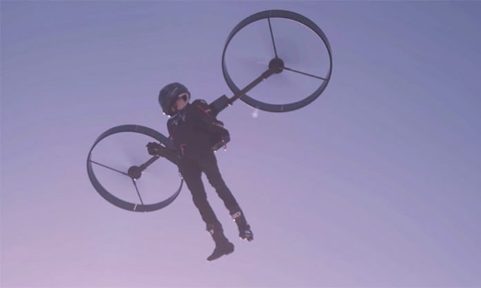 CopterPack: Electric backpack personal helicopter makes first manned flight