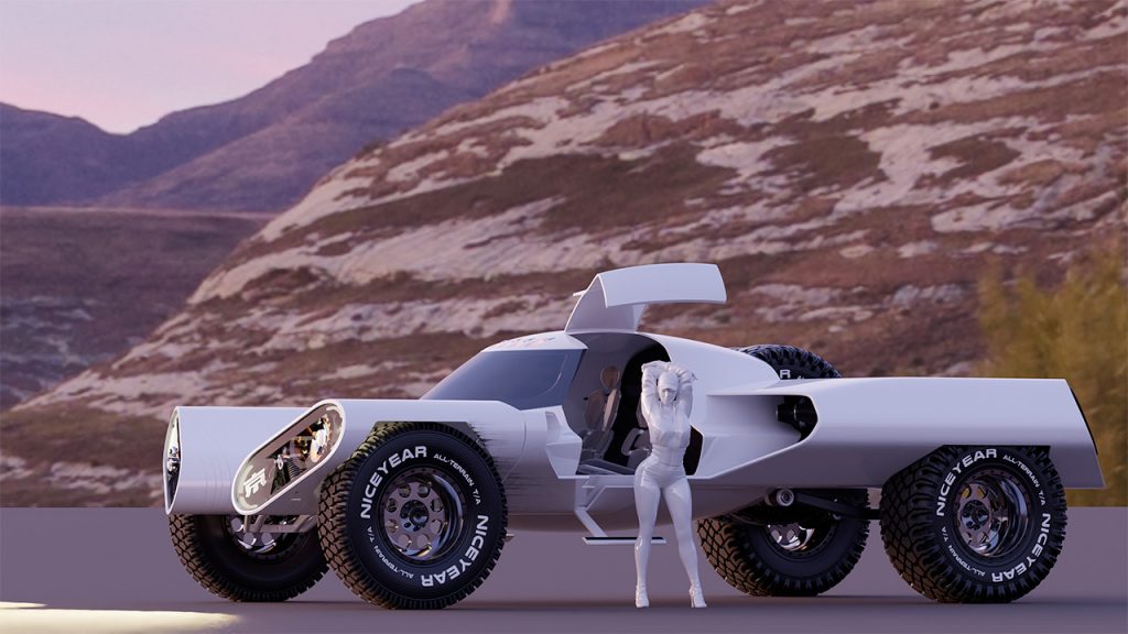 The Huntress: Electric off-road concept car with independent suspension