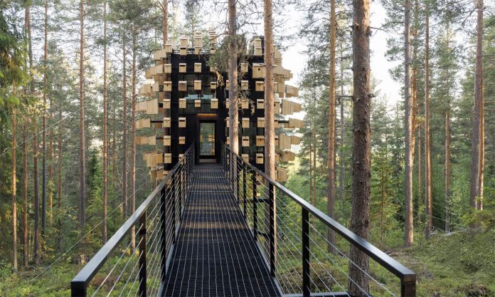 Treehotel Biosphere: A treehouse hotel surrounded by 350 birdhouses