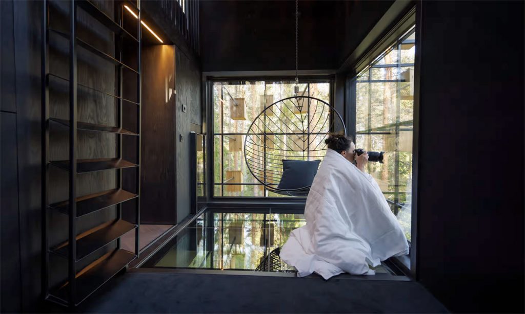 Treehotel Biosphere: A treehouse hotel surrounded by 350 birdhouses