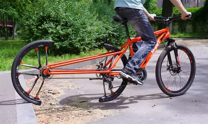 Weird split-wheel bike chops the back wheel in half