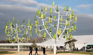 The Wind Tree silently generates electricity from gentle breezes
