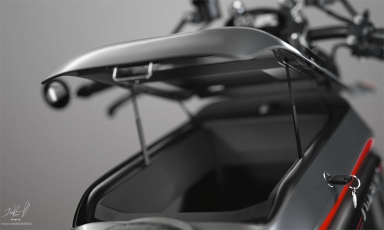 Concept electric cruiser with spacious storage and light burst