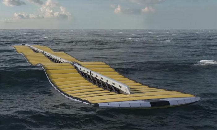 Spine-like floating device converts wave energy into electricity