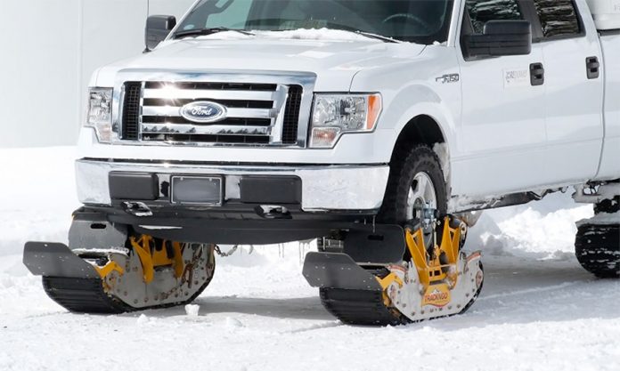 Wheel-driven track system turns your truck or SUV into a snow track machine
