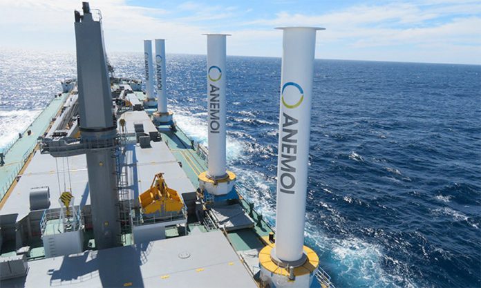 Mechanical rotor sails harness the renewable power of the wind to ...