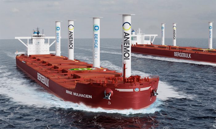 Mechanical rotor sails harness the renewable power of the wind to propel ships