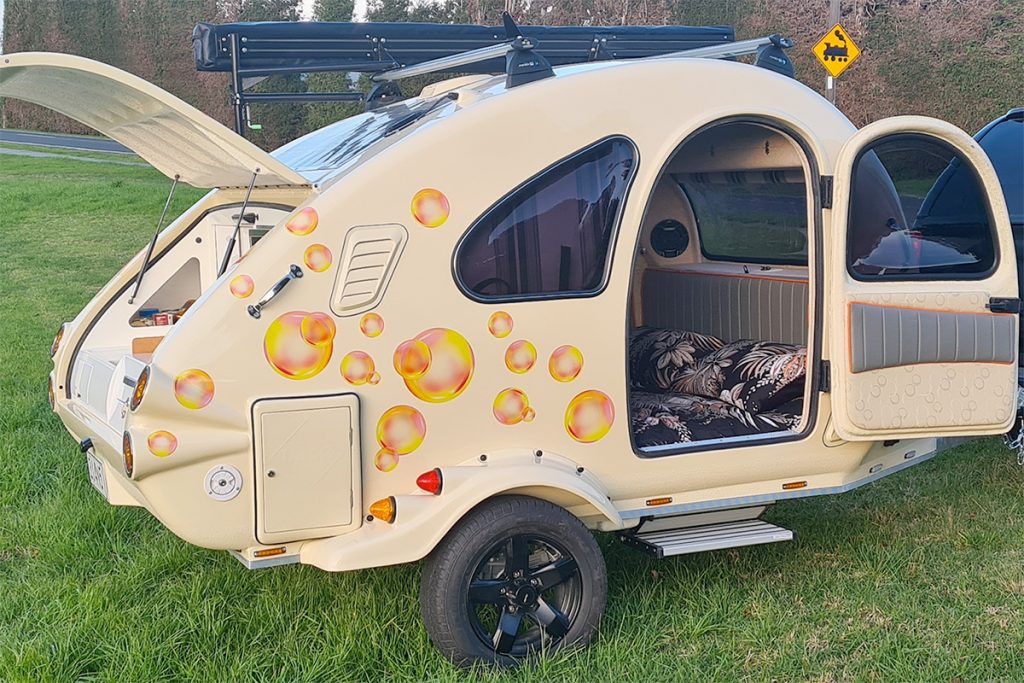 Bubble Caravan is a unique and stylish teardrop camper with a Swiss ...