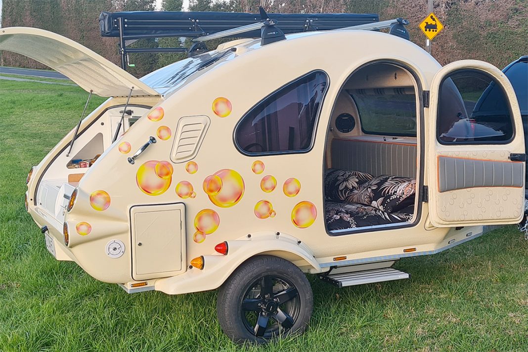 Bubble Caravan is a unique and stylish teardrop camper with a Swiss ...