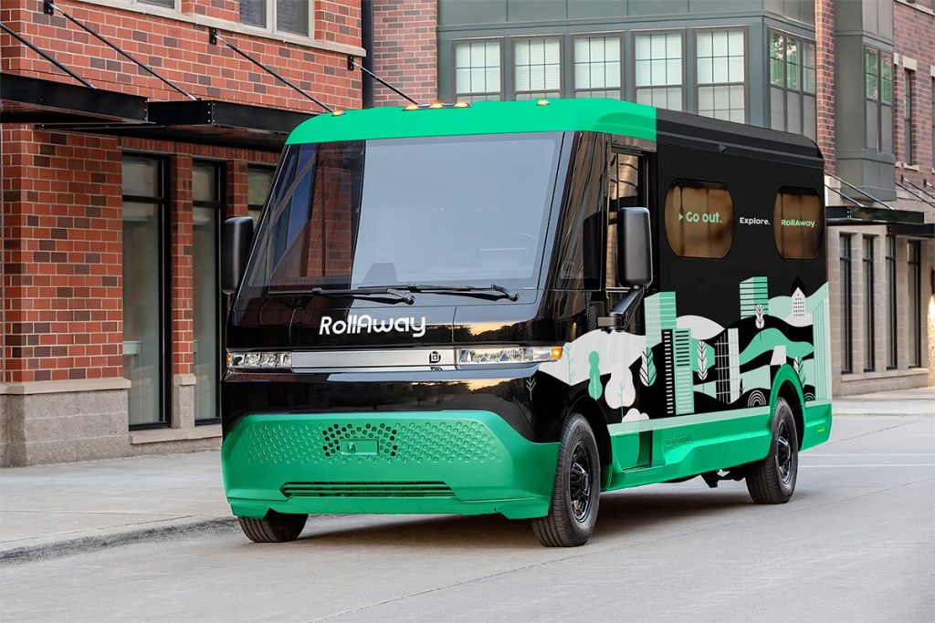 RollAway transforms the 250-mile BrightDrop into a luxurious glamping van