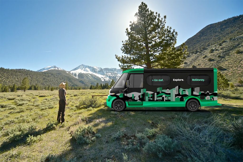 RollAway transforms the 250-mile BrightDrop into a luxurious glamping van