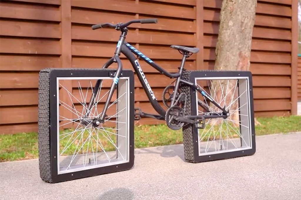 Engineer defies physics with square-wheeled bicycle