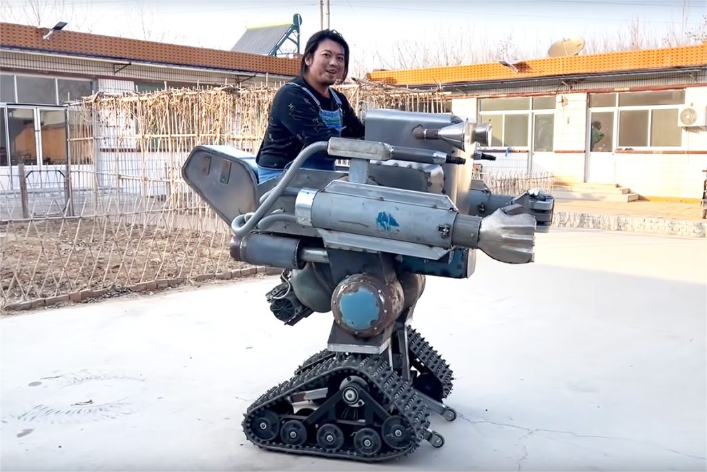 Inventor builds security patrol mech robot, complete with fists and ...