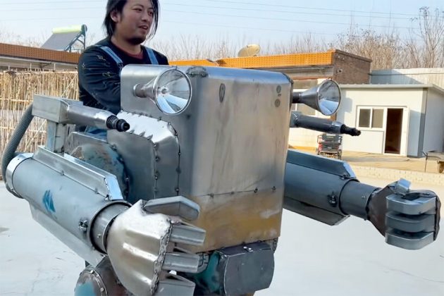 Inventor builds security patrol mech robot, complete with fists and ...