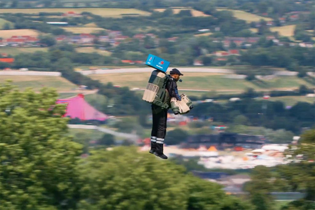 Domino's used a jetpack to deliver a pizza at a music festival