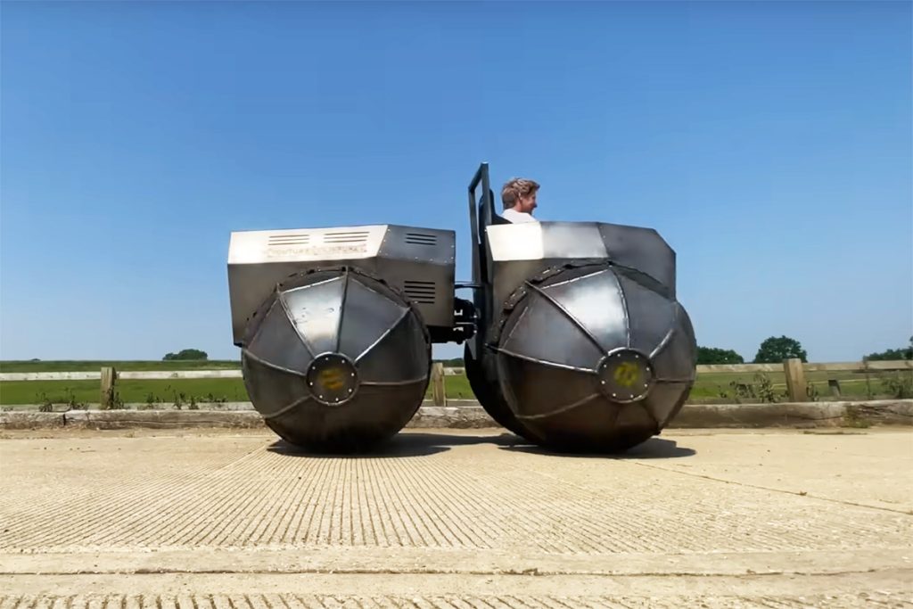 Inventor re-purposes old tractor into an all-terrain, armored 'rhino tank'