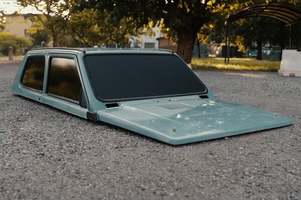 World’s lowest car is a Fiat Panda sliced in half