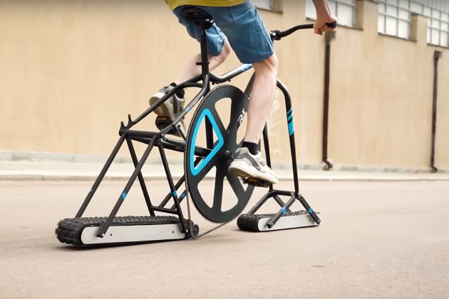 "Bike on Tracks": The ingenious experimentation with wheel-less bicycles