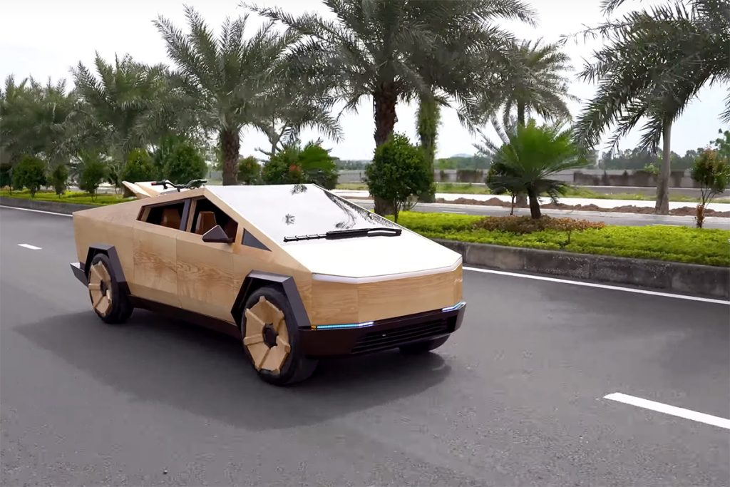 Masterful craftsmanship: The handmade wooden Tesla Cybertruck