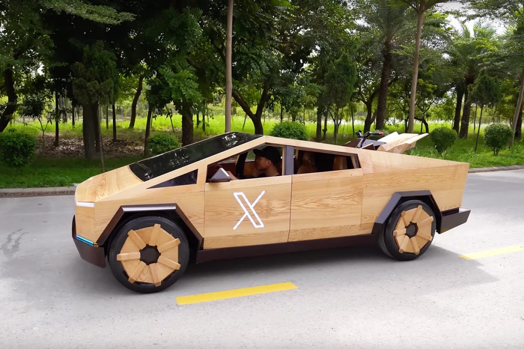Masterful craftsmanship: The handmade wooden Tesla Cybertruck