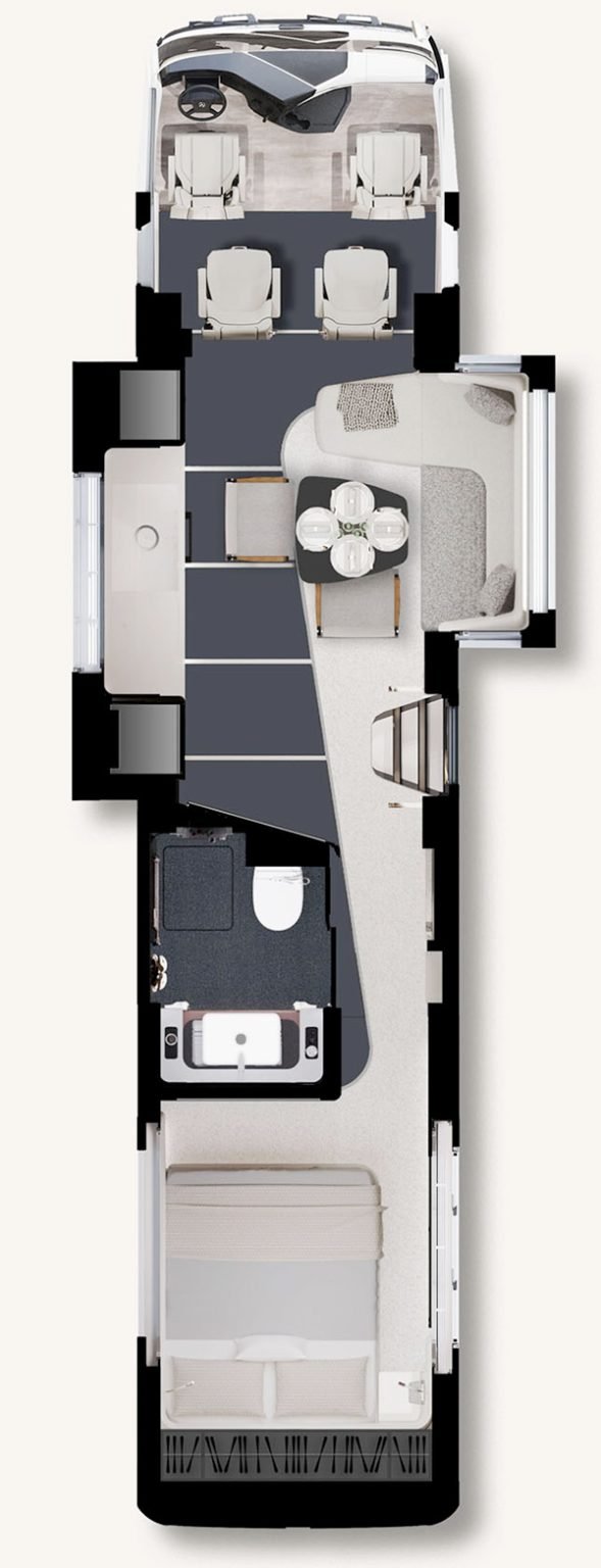 Dembell Motorhome with its large garage is a futuristic landyacht