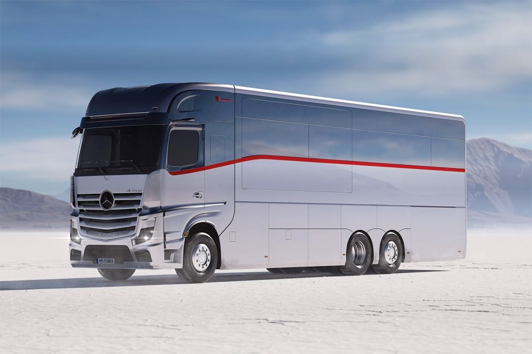 Dembell Motorhome with its large garage is a futuristic landyacht