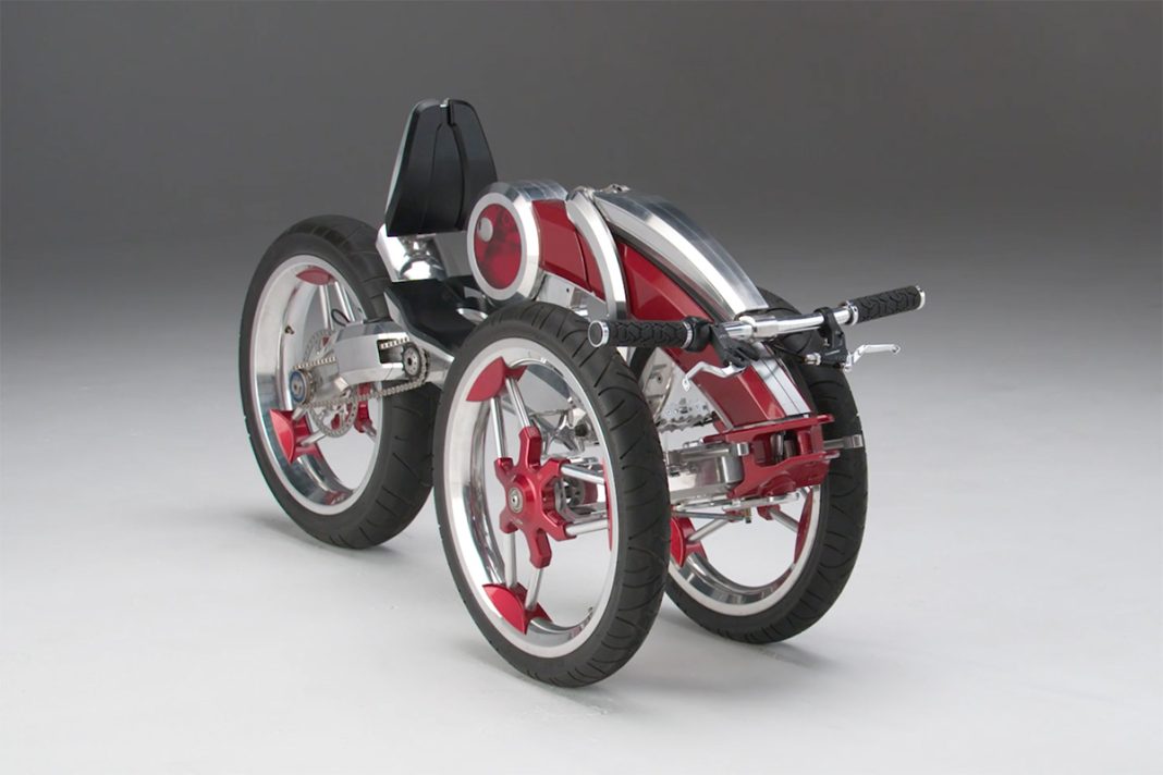 Three-wheeled mobility device with pump-action system lets you ride in ...
