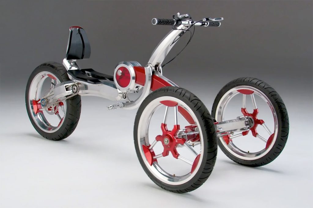 Three-wheeled mobility device with pump-action system lets you ride in ...