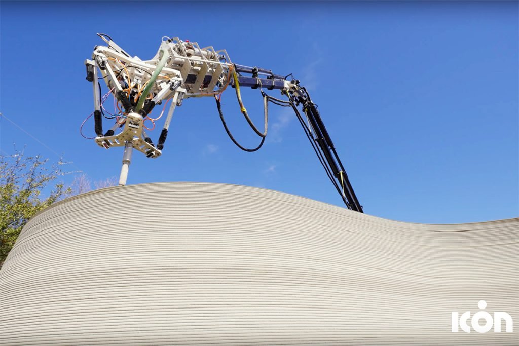 Giant robotic arm innovates construction with 3D-printed two-story houses