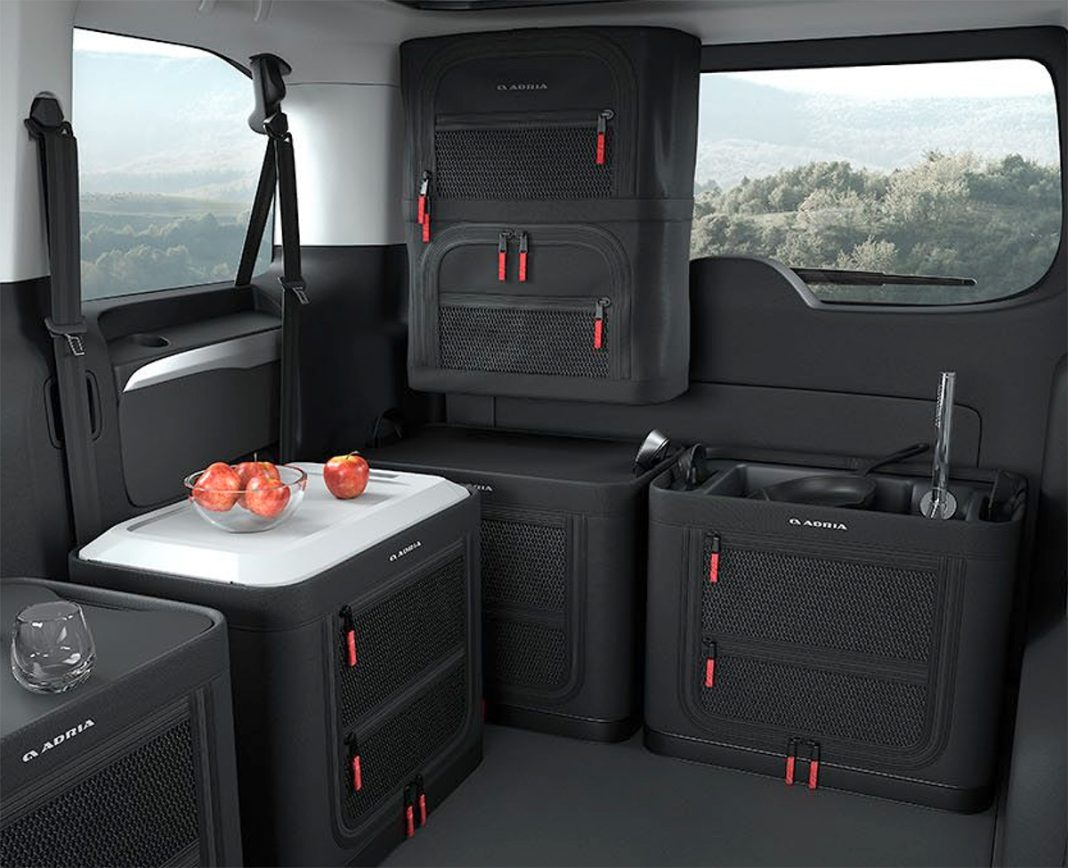 Modular mini-camper transforms from 8-seat MPV to RV with stackable pods