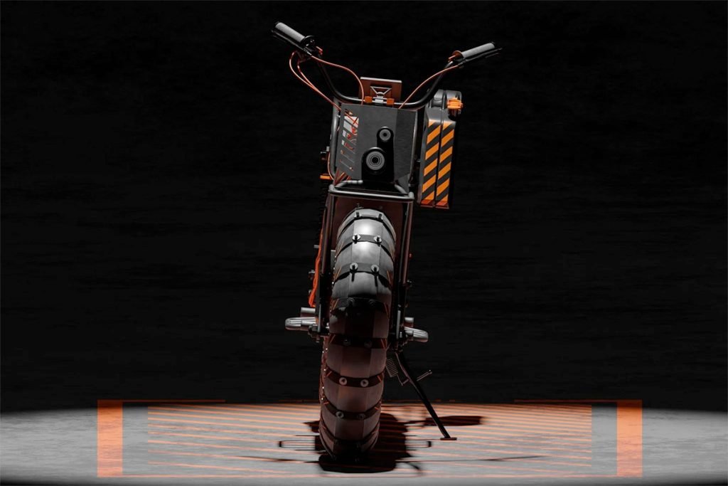 Lightweight, long-range, 2WD, hybrid gas-electric bike with balloon tires