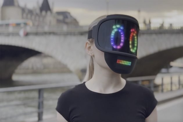 LED mask animates expressions into pixelated emoticons