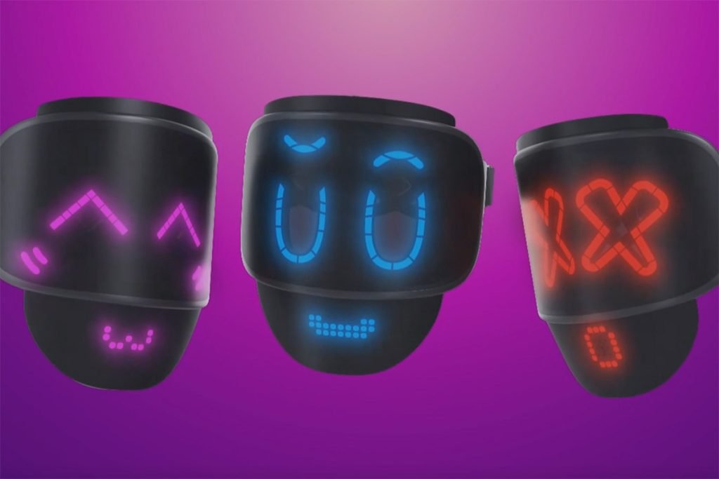 LED mask animates expressions into pixelated emoticons