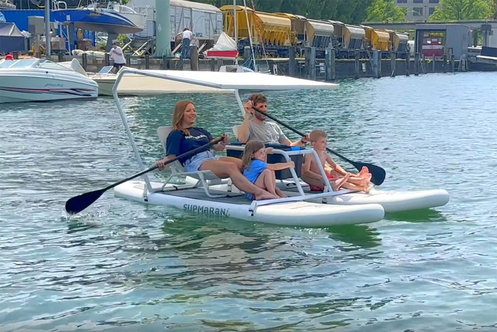Supmaran: Use as two stand-up paddleboards or combine into a catamaran