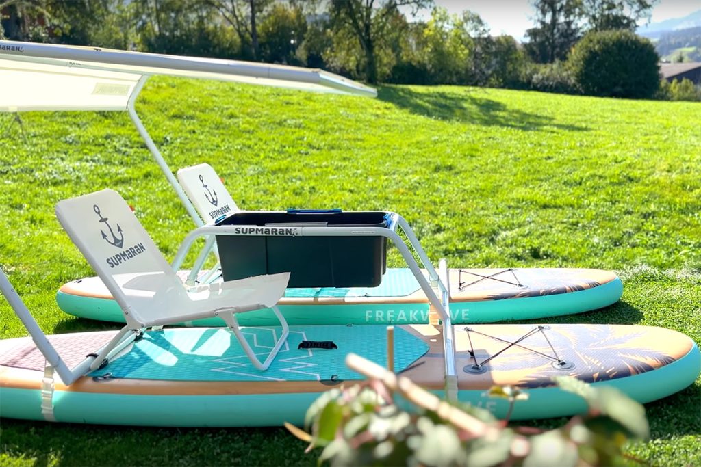 Supmaran: Use as two stand-up paddleboards or combine into a catamaran