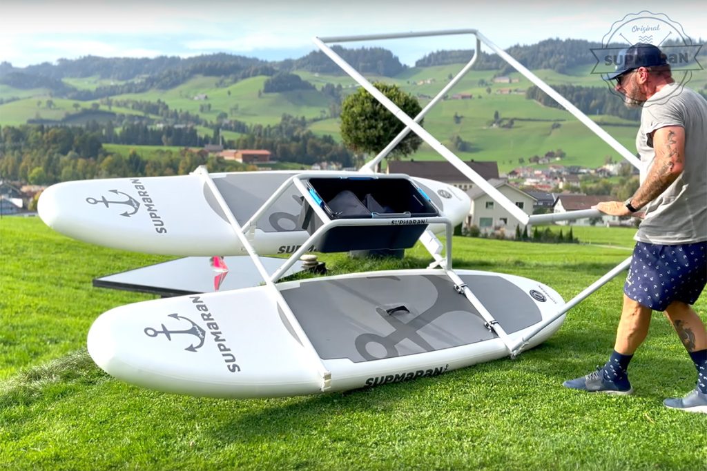 Supmaran: Use as two stand-up paddleboards or combine into a catamaran