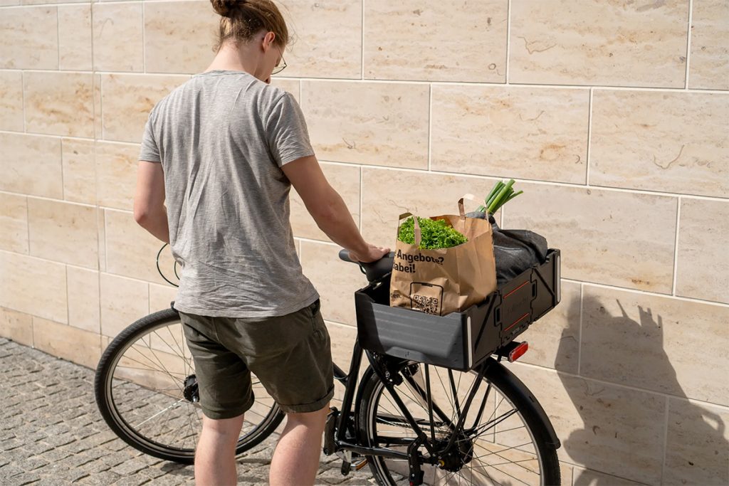 Allpacka One is a folding cargo box for your bike