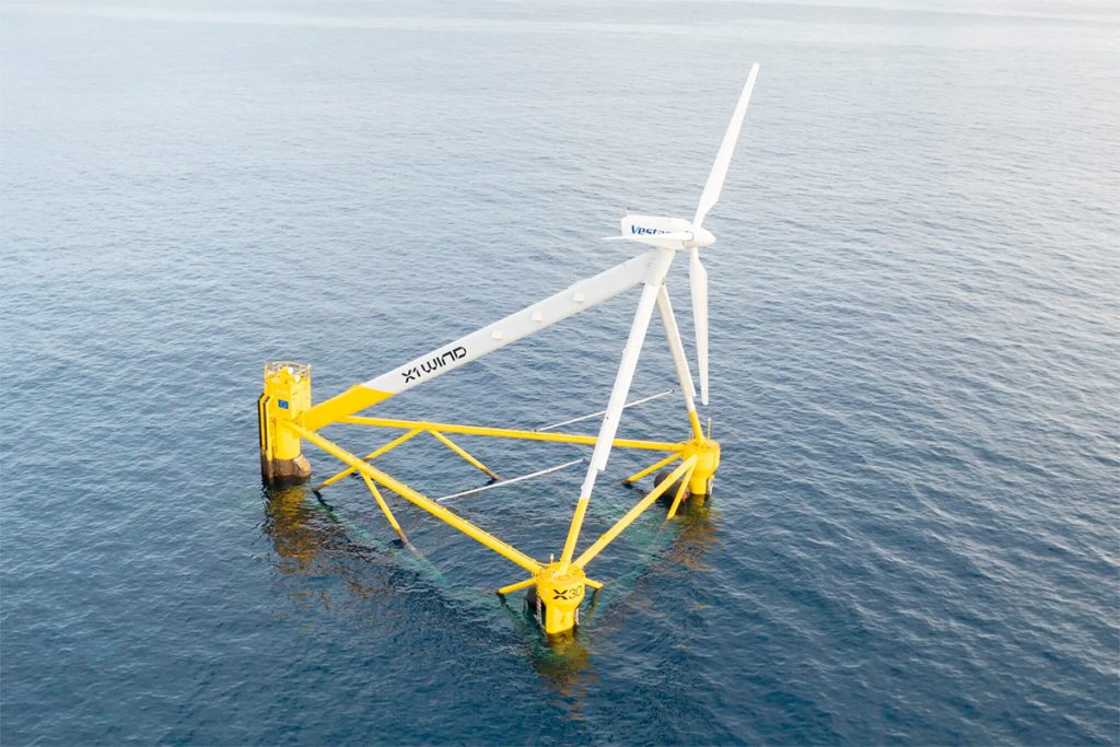 Offshore wind turbine adapts to wind direction like a weathervane