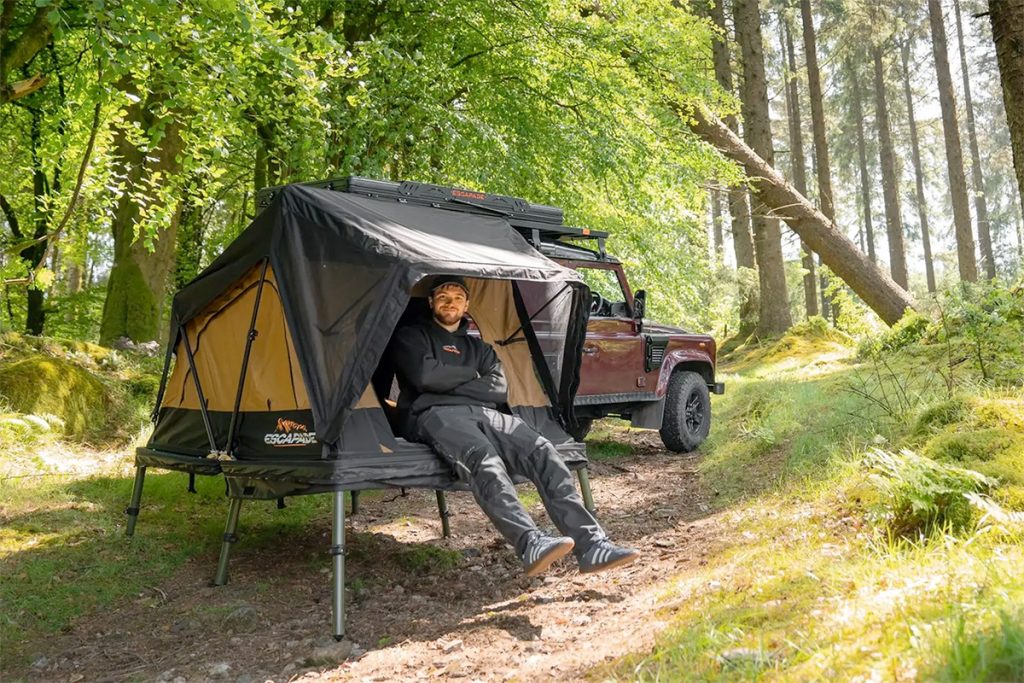 Swing-away hitch tent is a new take on vehicle-based camping