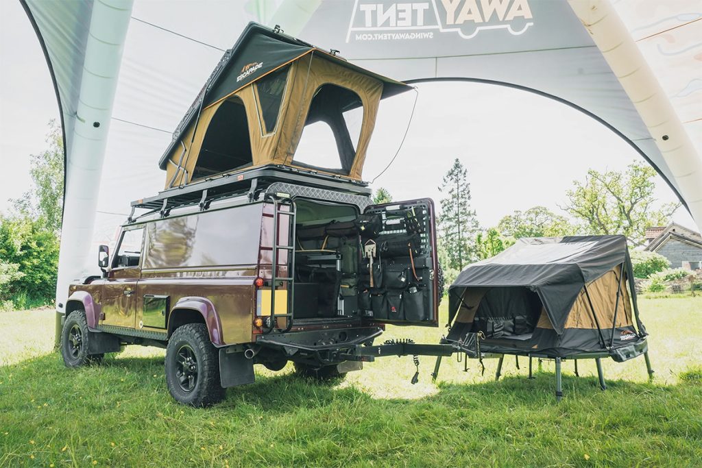 Swing-away hitch tent is a new take on vehicle-based camping