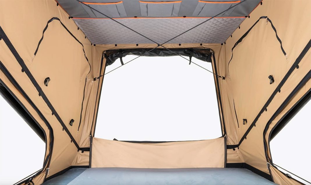 Off-road micro-trailer transforms into two-story base camp