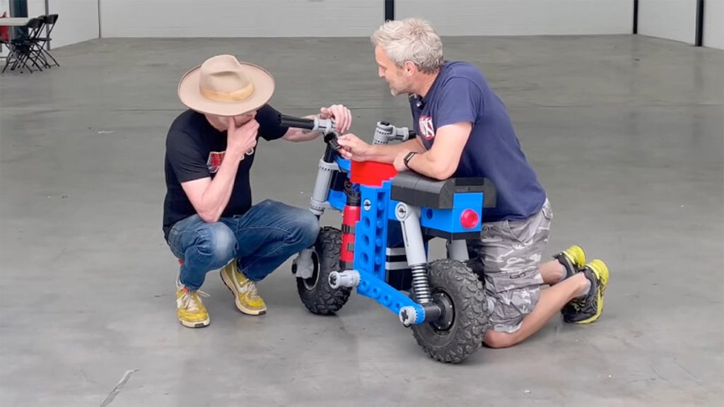 3D-printed LEGO cafe racer is a rideable electric motorbike with a ...