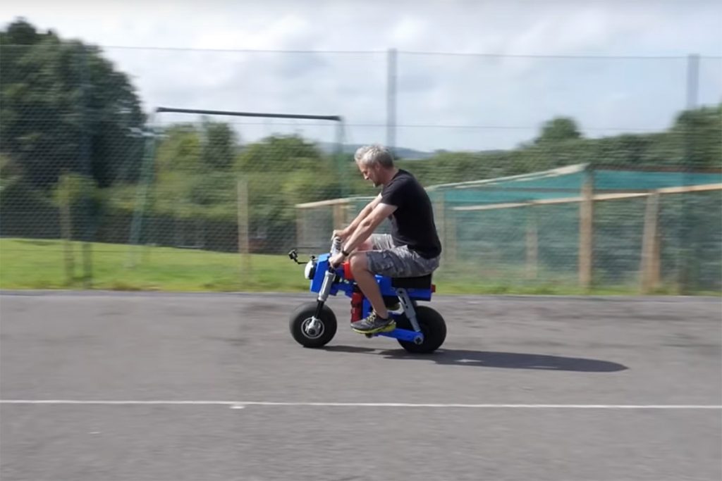 3D-printed LEGO cafe racer is a rideable electric motorbike with a ...