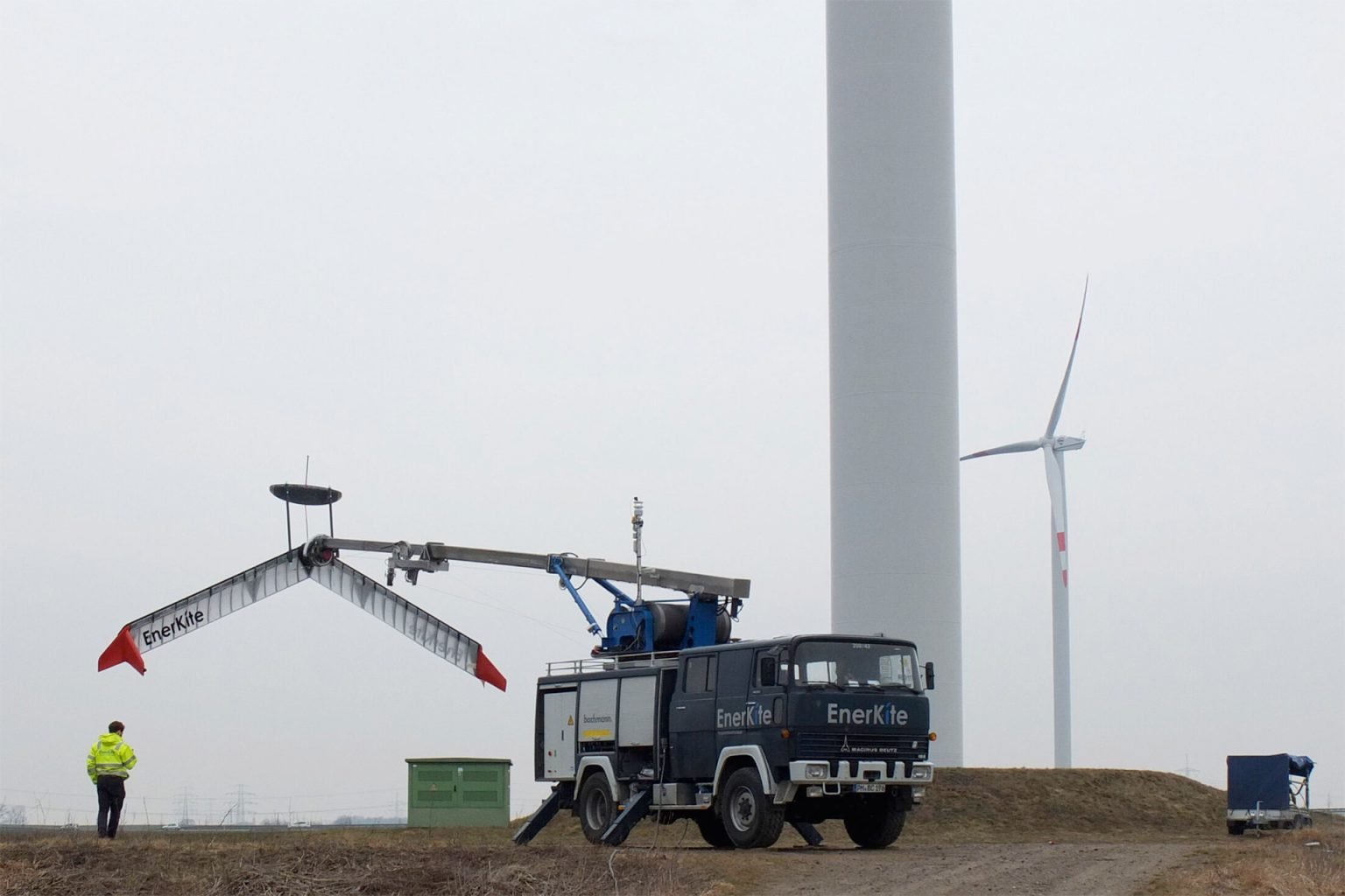 Tethered flying kite harnesses high-altitude wind energy