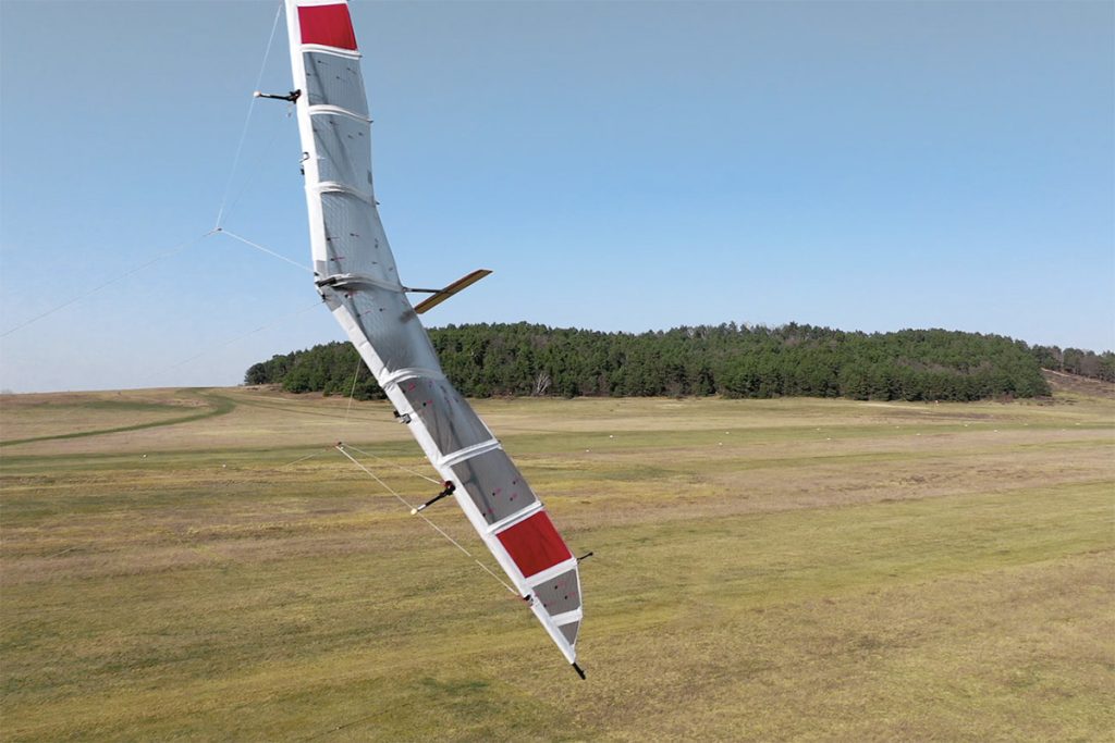 Tethered flying kite harnesses high-altitude wind energy