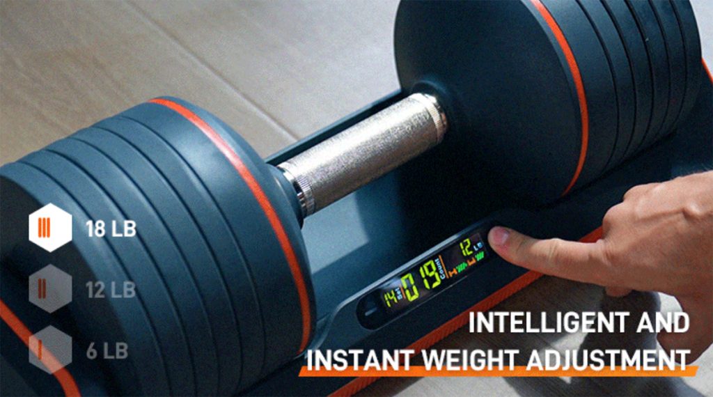 Smart dumbbells with one-button weight changing