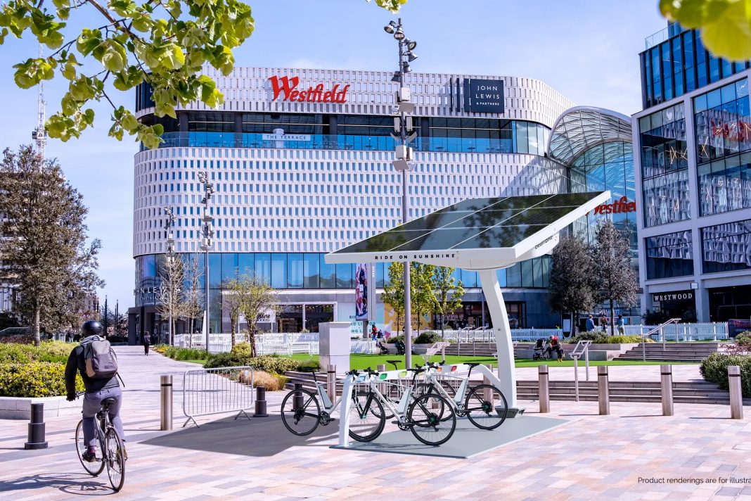 Solar-powered ebike charging station for off-grid outdoor charging