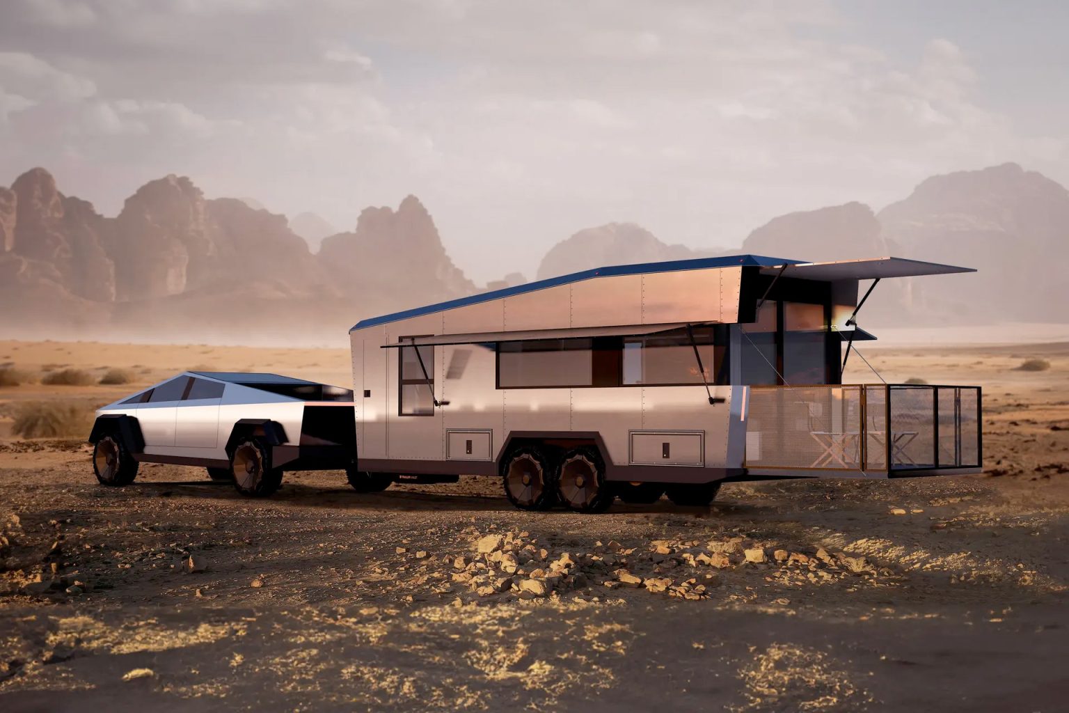 Transforming RV elevates Cybertruck's camping potential
