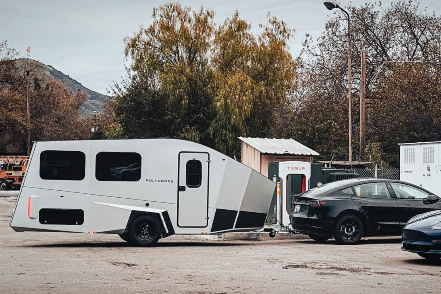 The Polydrops P21 travel trailer looks like an aerodynamic wing
