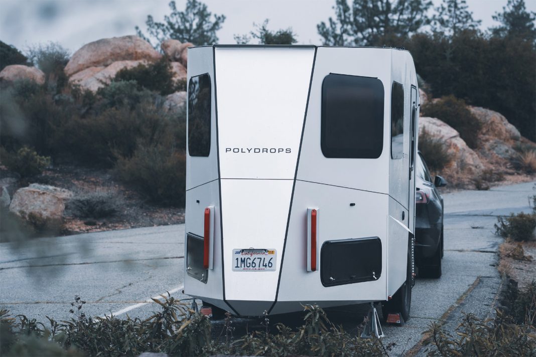 The Polydrops P21 travel trailer looks like an aerodynamic wing